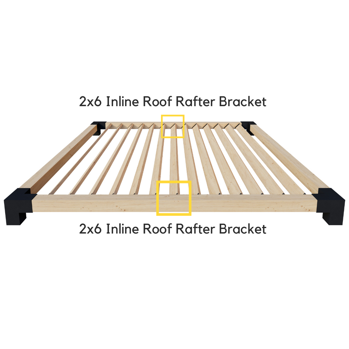 Universal 2x6 Inline Roof Rafter Bracket (14-Gauge Steel)