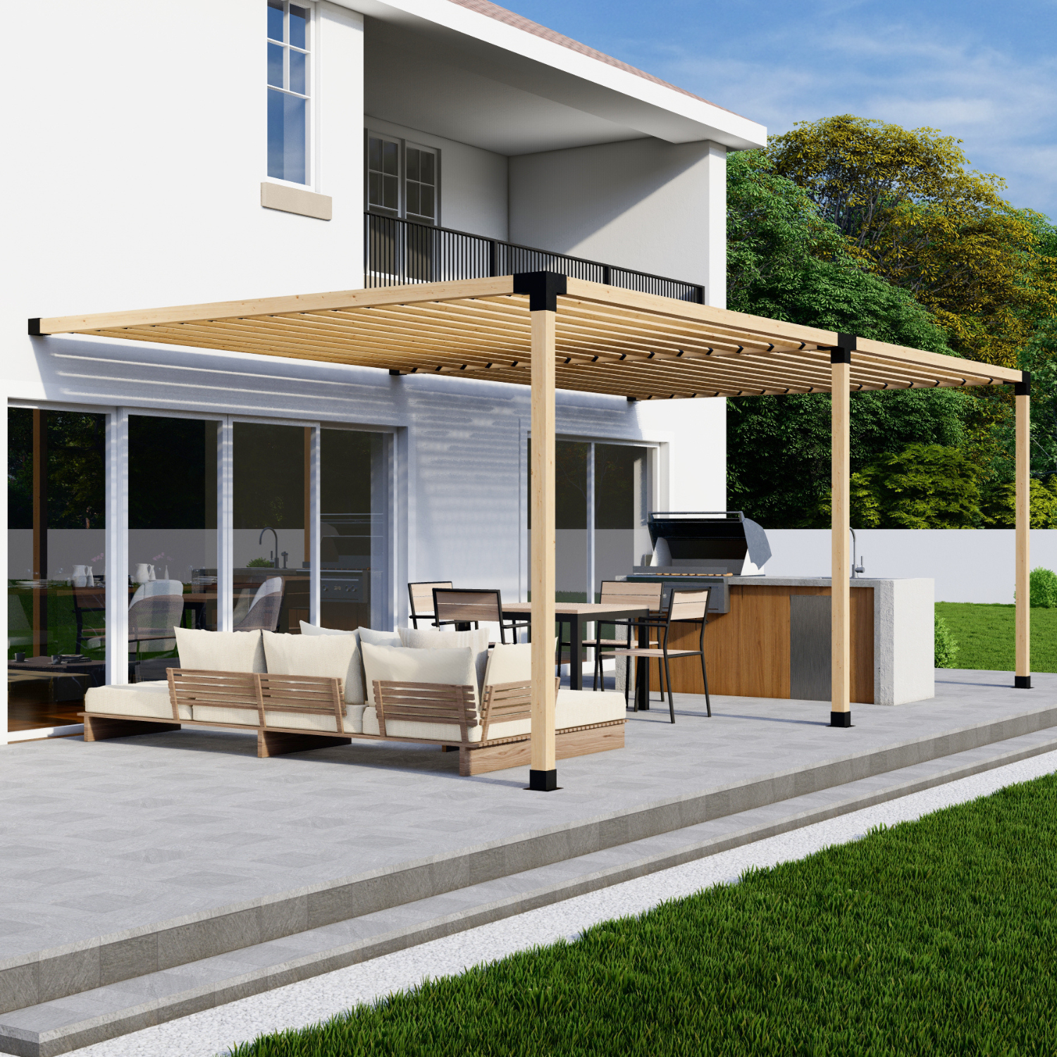 Pergola Privacy Wall Kit for Angled 2x6 Slats - 20% Off