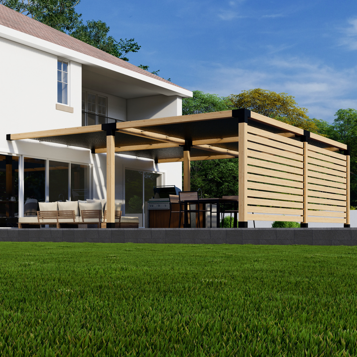 Kit for Pergola With Canopies Attached to House - 20% Off
