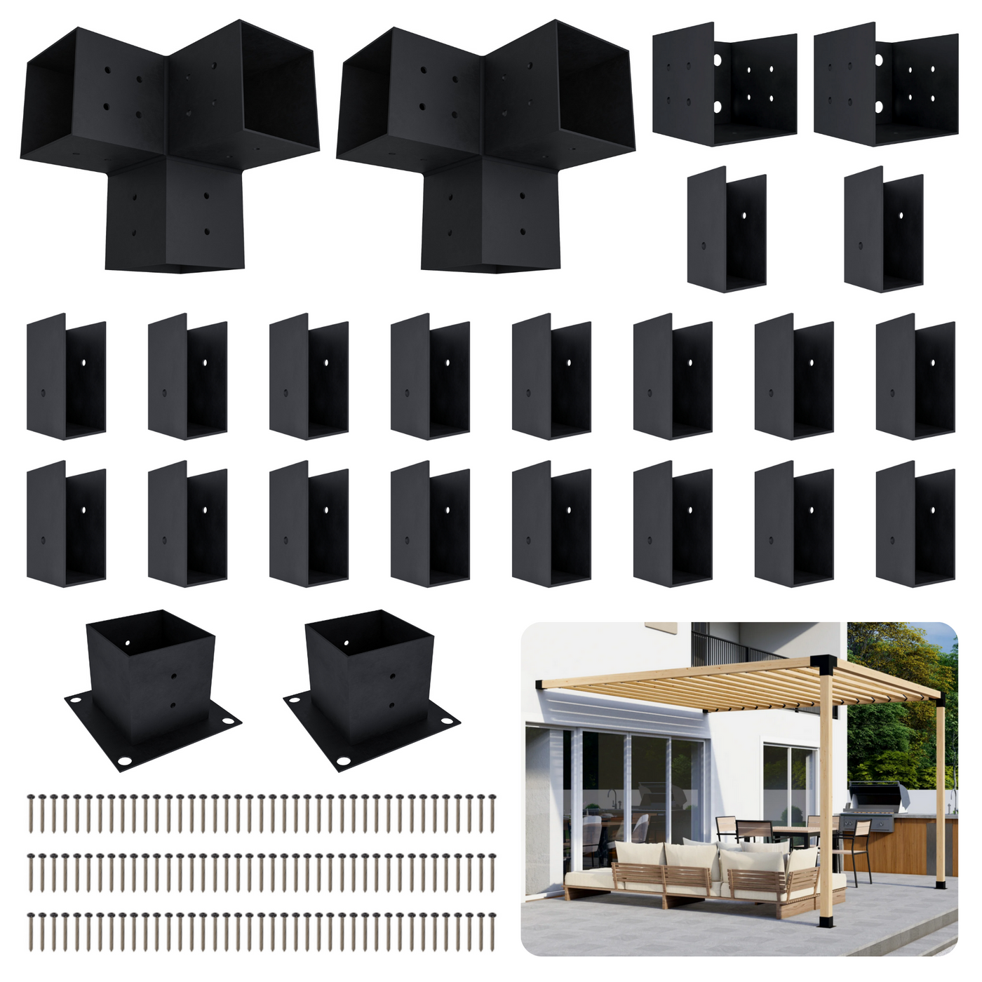 6x6 Pergola Off House with Roof - 20% Off
