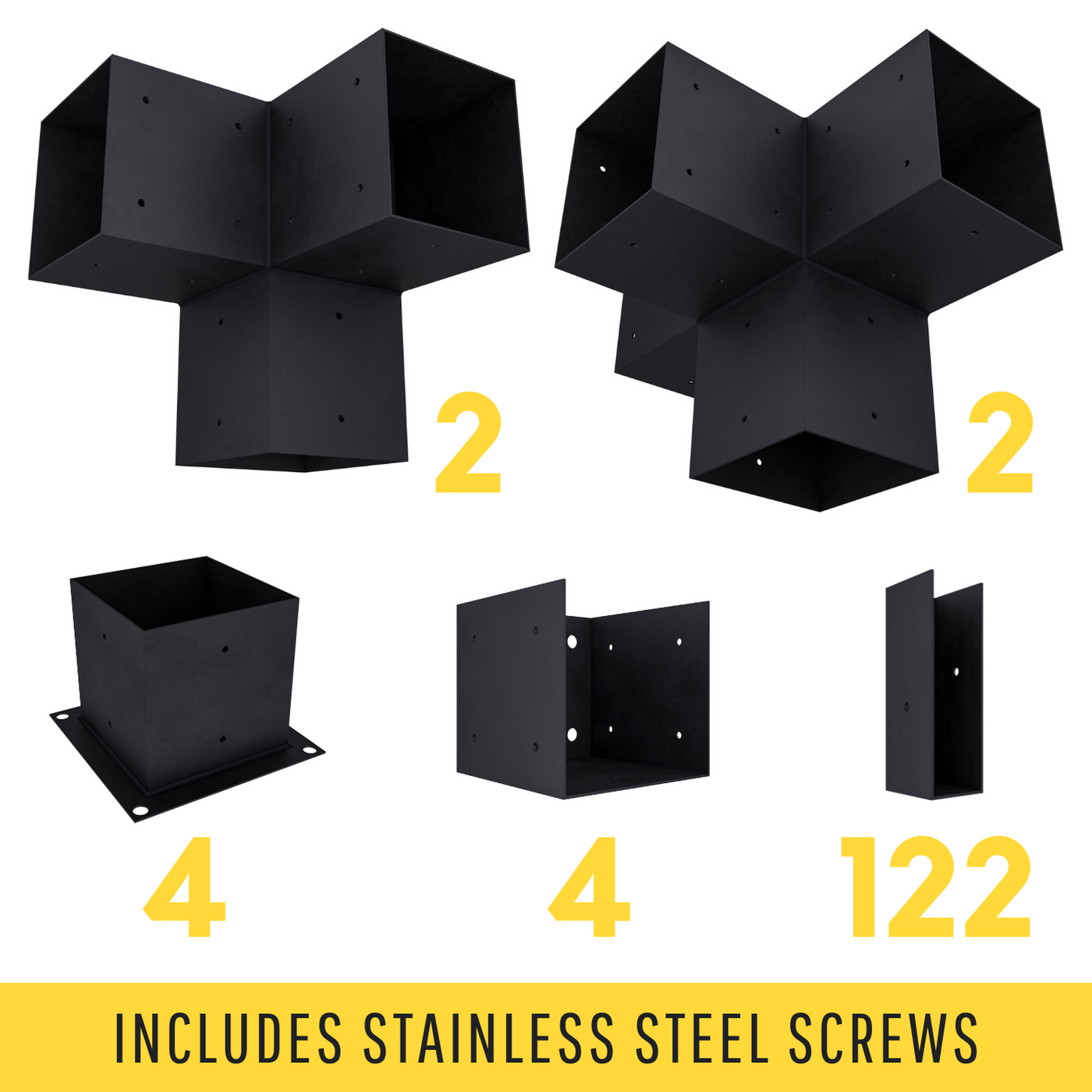 Black 6x6 Pergola Bracket Kit - 20% Off + Free Shipping