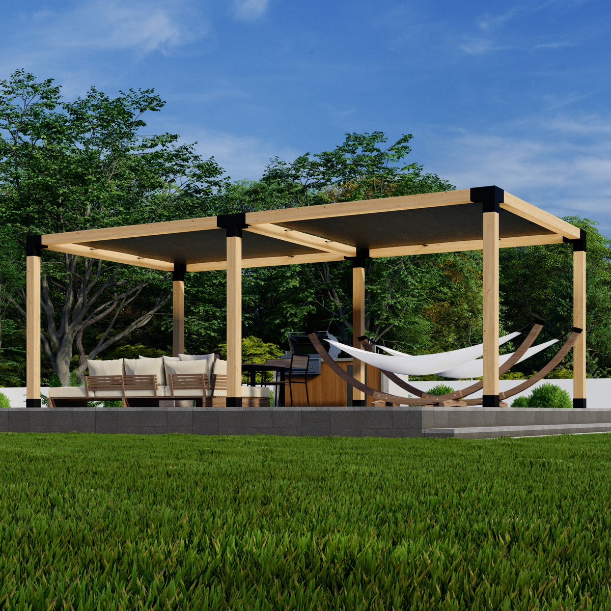 24x12 Covered Pergola with Sun Shades - 20% Off