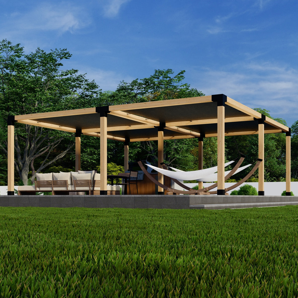 16x16 Covered Pergola with Sun Shades - 20% Off