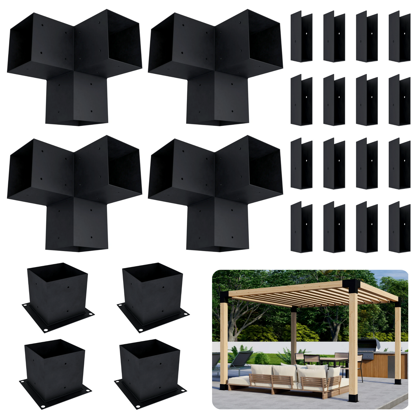 Free-Standing 8 x 8 Pergola with Roof - DIY Pergola Bracket Kit