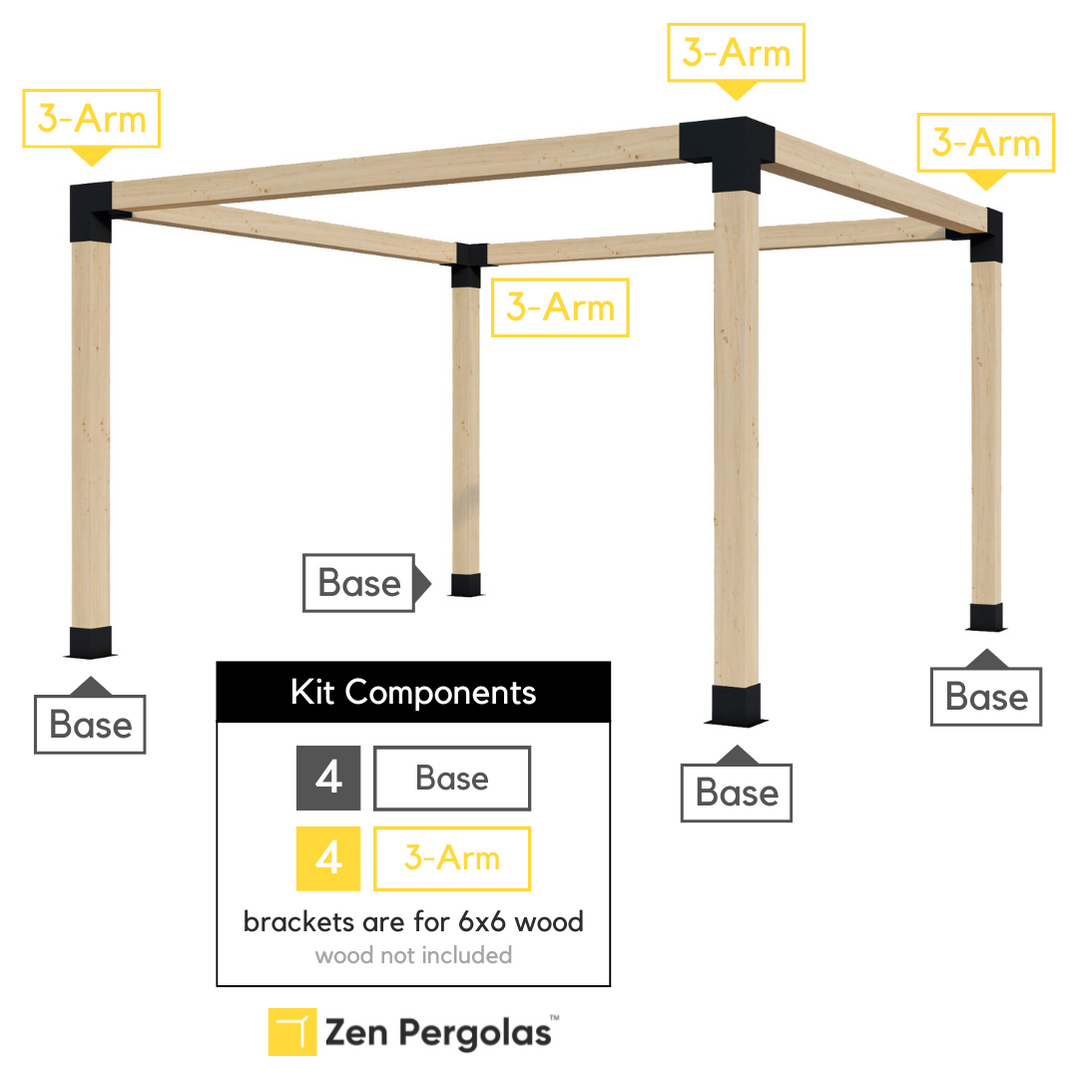 Free-Standing 10 x 9 Pergola with Roof - DIY Pergola Bracket Kit