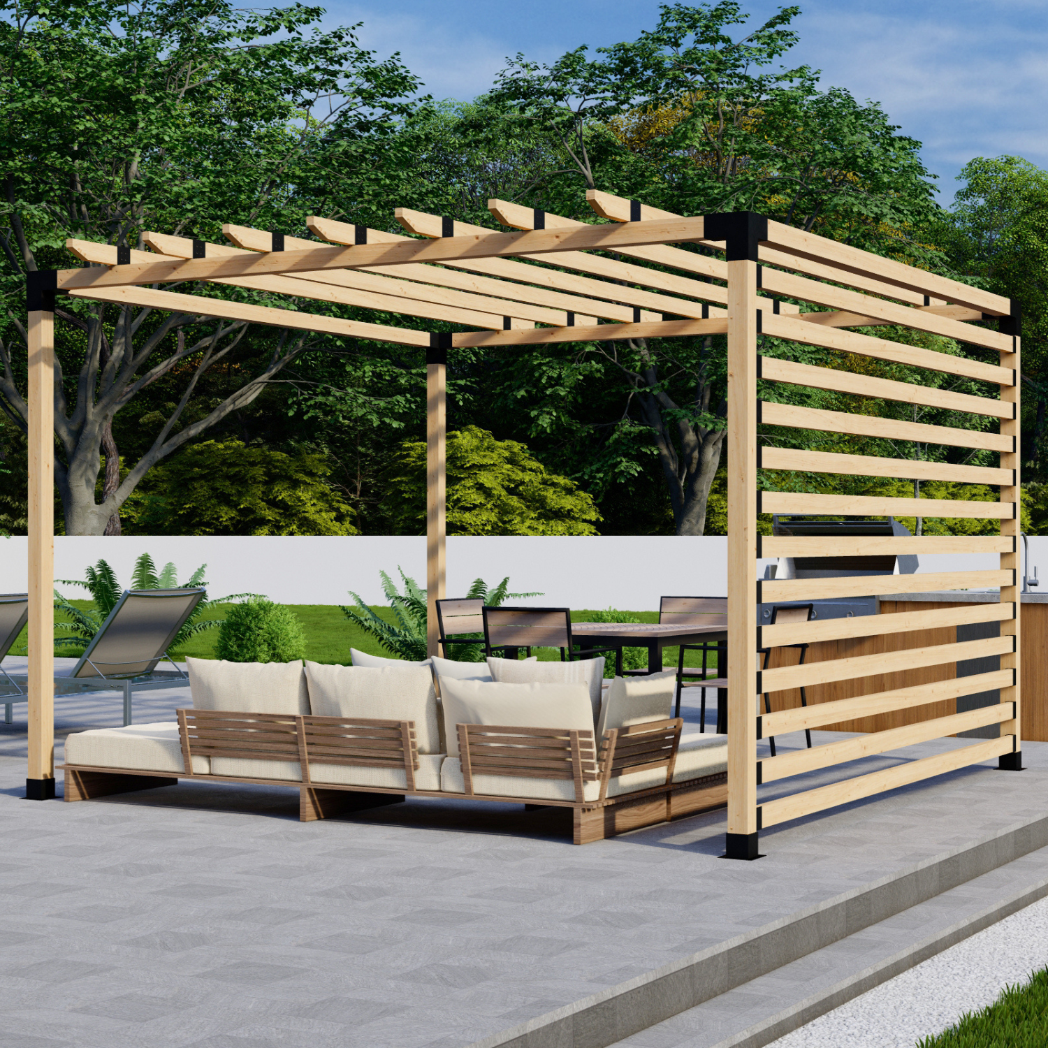 Pergolas with Slatted Roof - Made in the USA