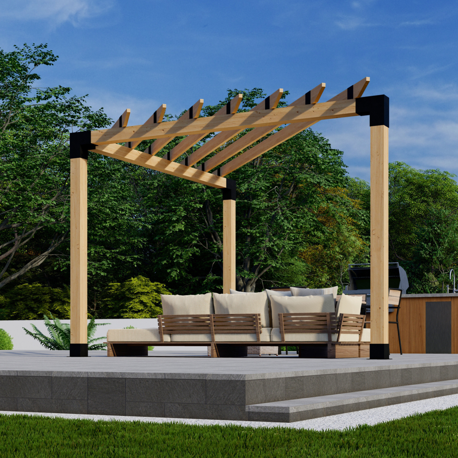 Kit for Corner Pergola With Roof - 20% Off + Ships Free