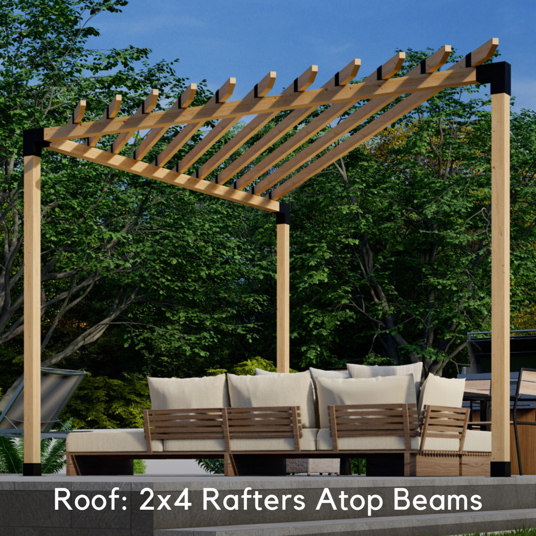 DIY Pergola Kit for a Freestanding Triangle Pergola Up to 12' x 12'