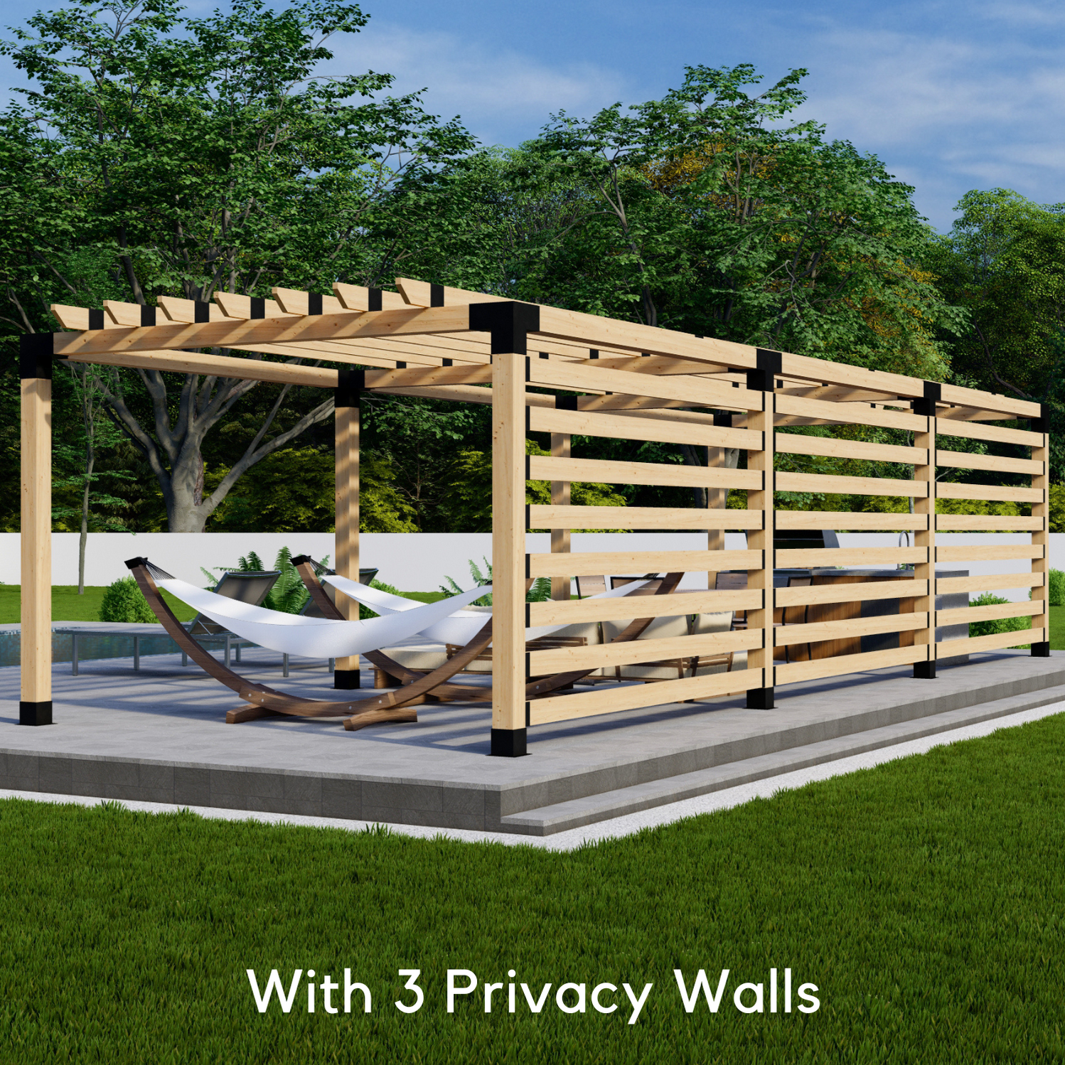 DIY Kit for Wooden Pergola With Shade Walls - 20% Off
