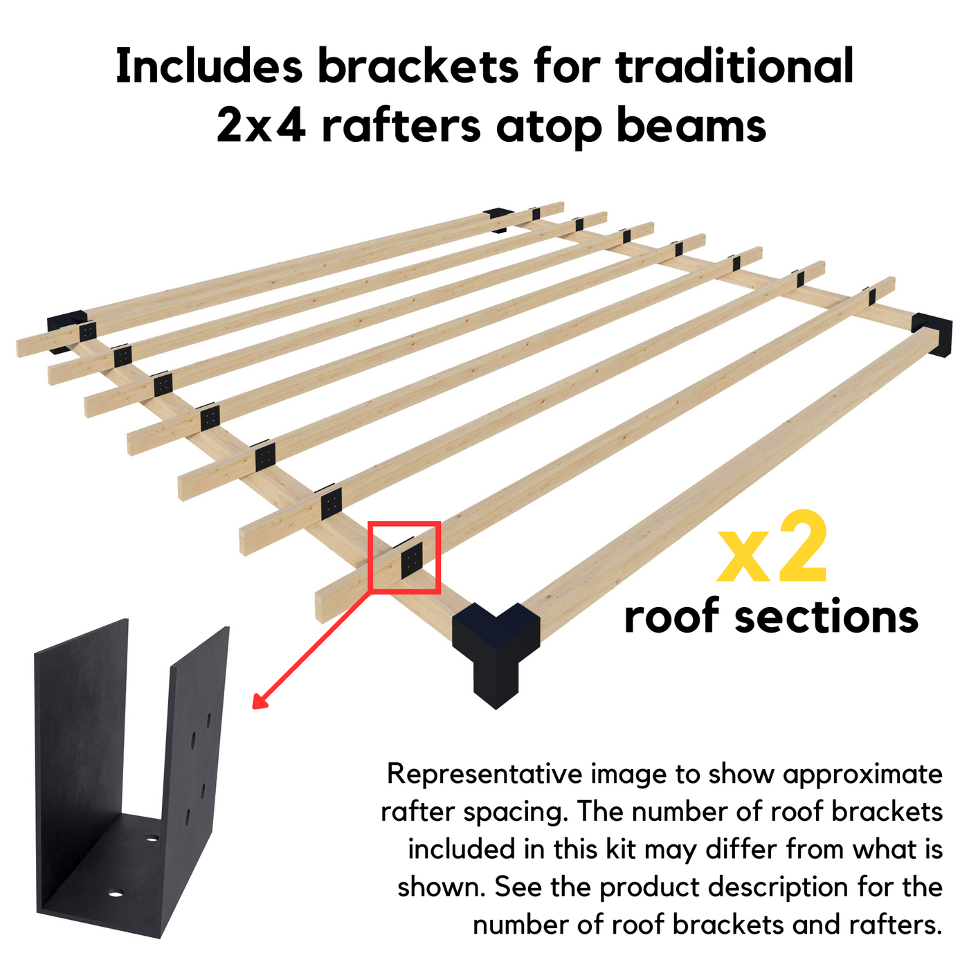 24x12 Pergola Off House with Roof - DIY Pergola Hardware Kit