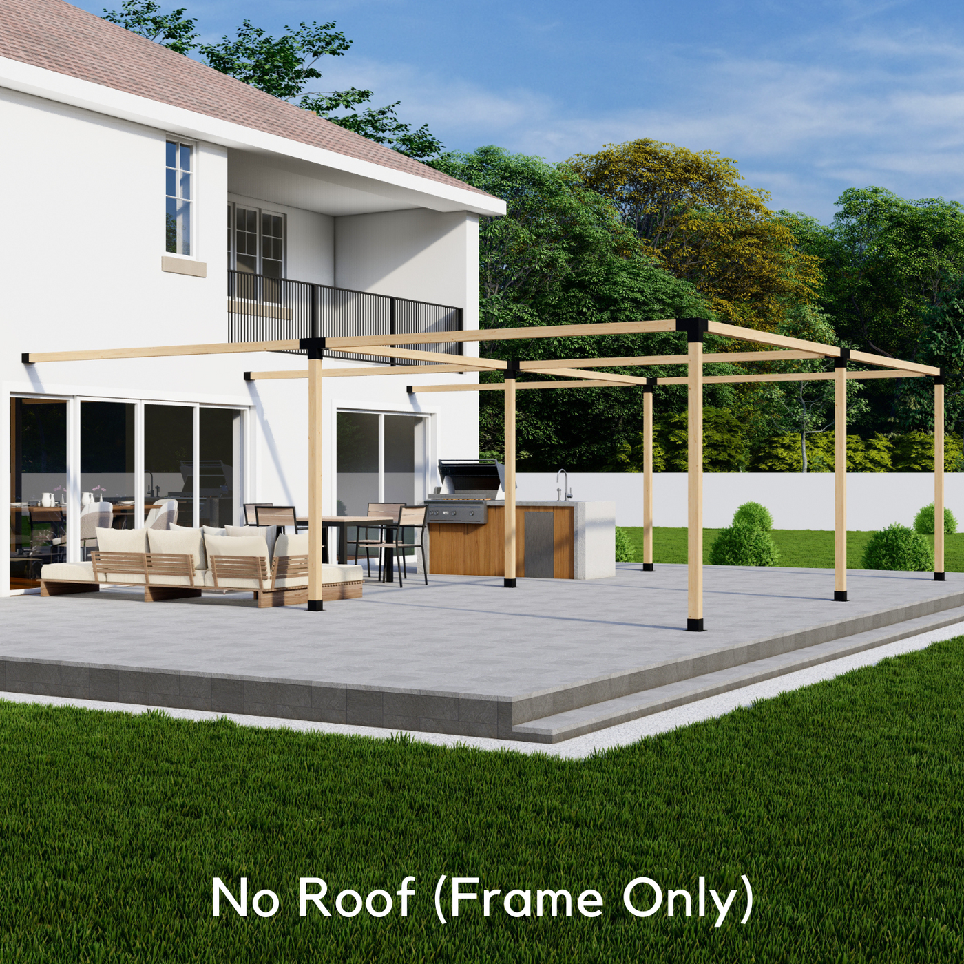 14x14 Pergola Off House with Roof - 20% Off