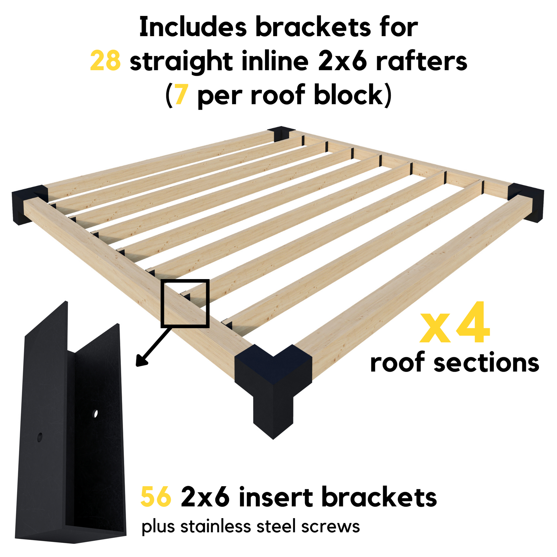 Pergola 6x6 Brackets & Hardware Kit - 20% Off + Ships Free