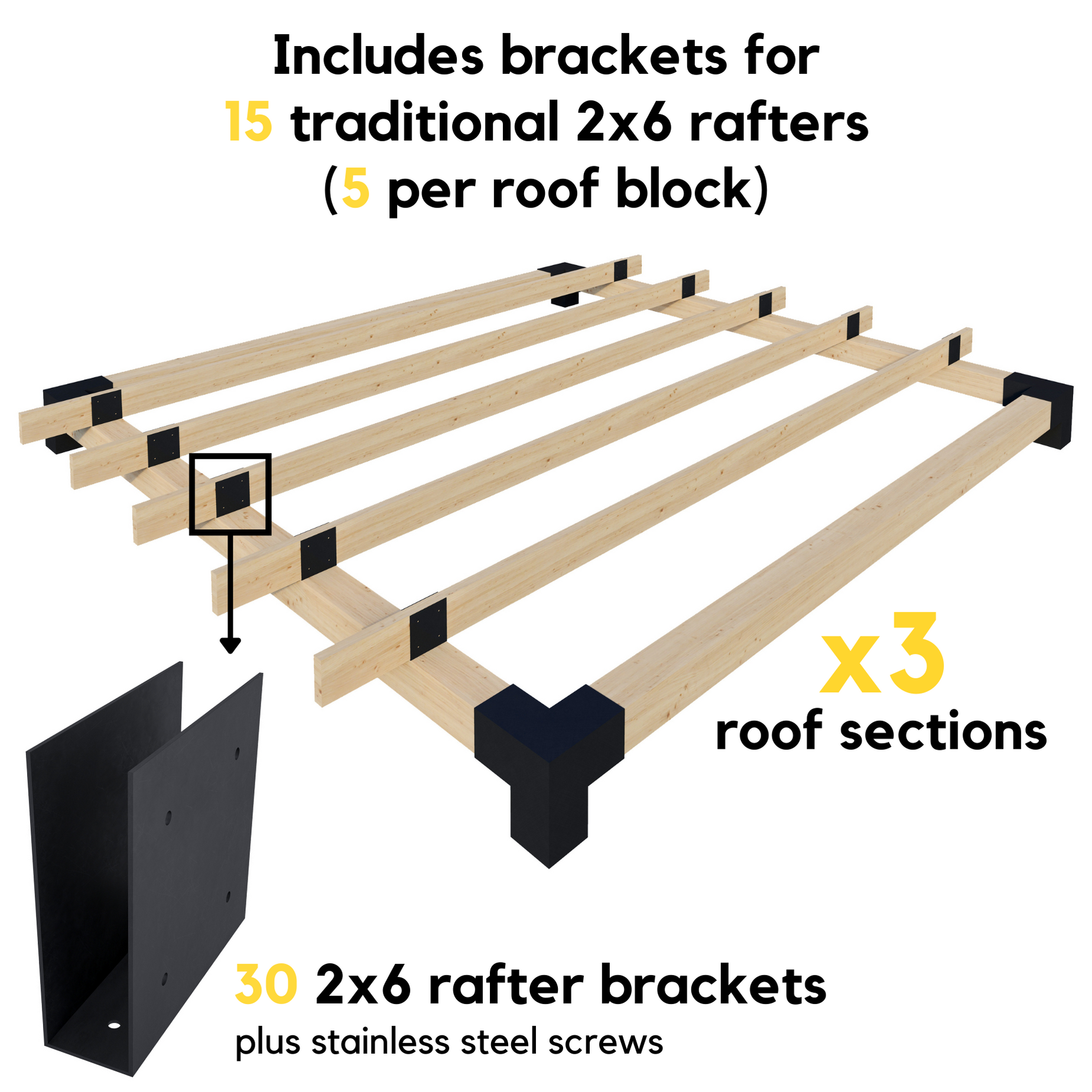 Set of Black Pergola Mounting Brackets - 20% Off