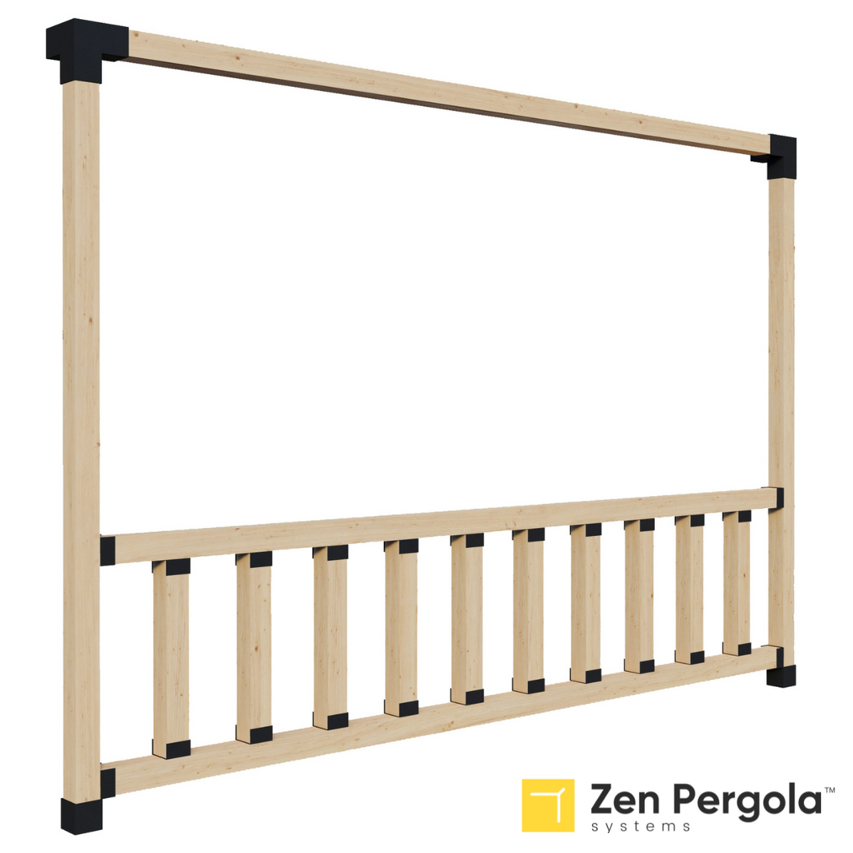 Pergola Side Railing Kit for 4 to 12 Vertical Slats/Posts